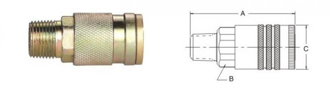 Shut - Off Pneumatic Quick Connect Coupling Steel Single I Series WP 300psi